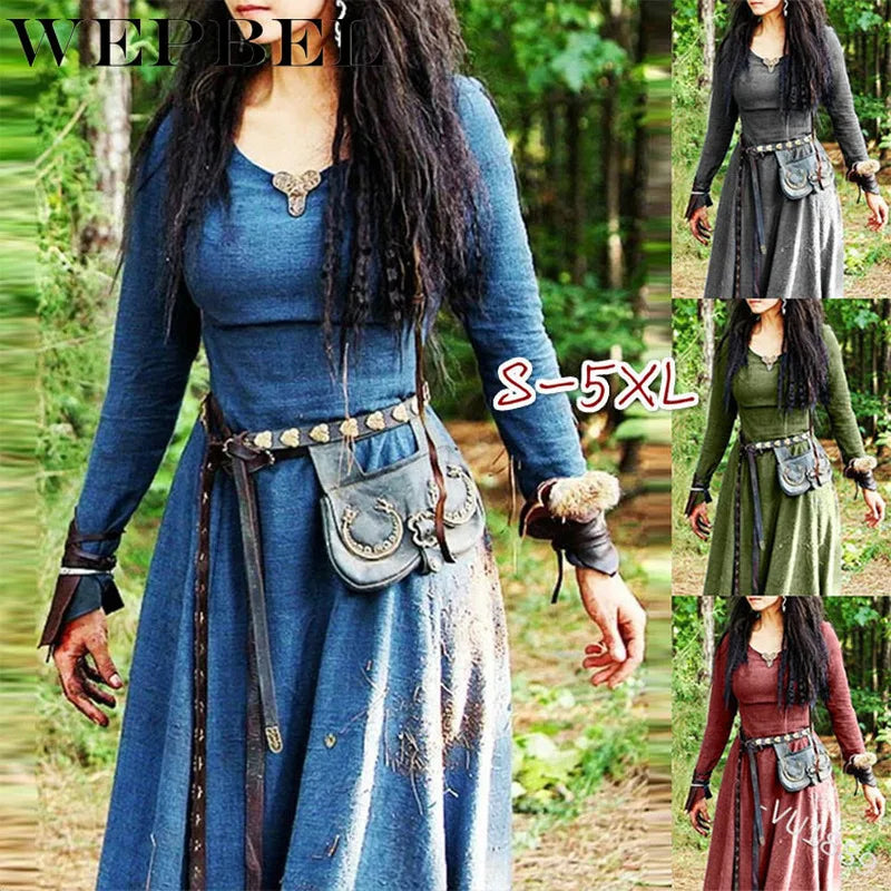 Mandylandy Women Medieval Maxi Dress Robe Fairy Elven Renaissance Celt ...